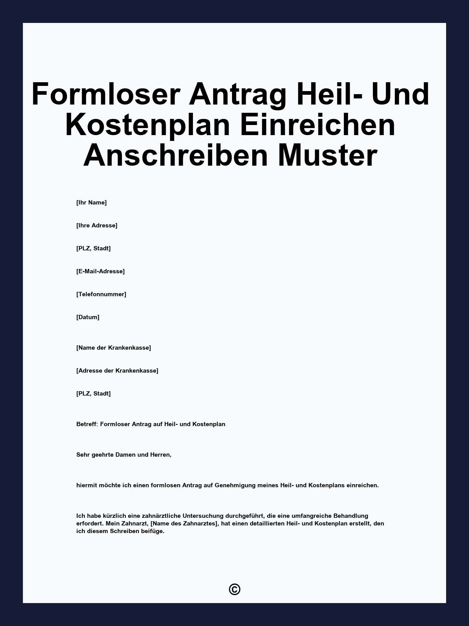 Formloser Antrag Heil- Und Kostenplan Einreichen Anschreiben Muster